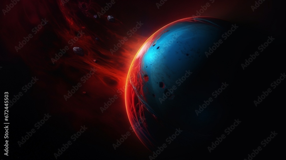 Blue red gradient planetary system solar system wallpaper image AI ...