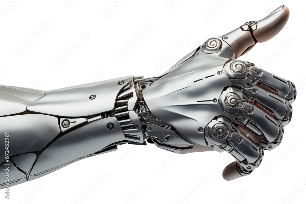 Fototapeta Realistic Exoskeleton robot hand PNG isolated on white and ... Fototapeta Realistic Exoskeleton robot hand PNG isolated on white and ...