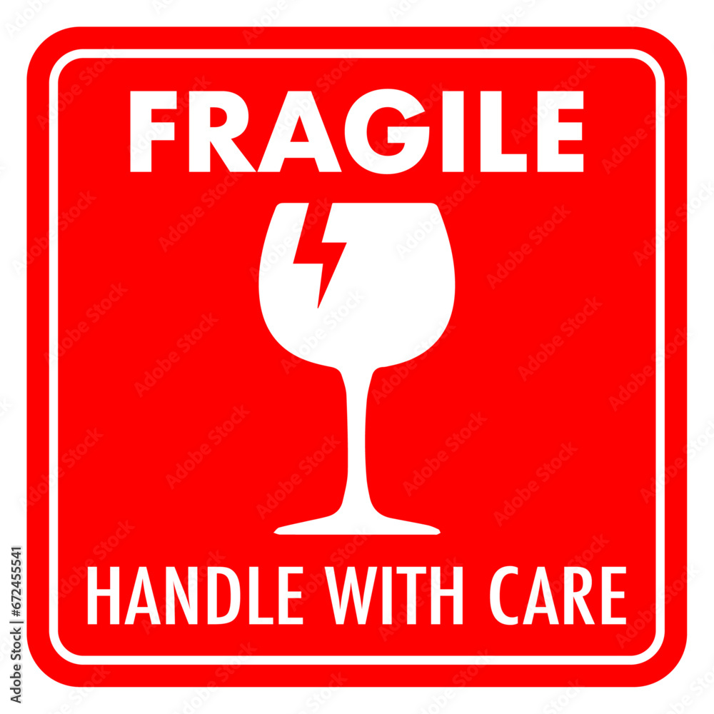 Vector graphic of fragile object and handle with care sign Stock Vector ...