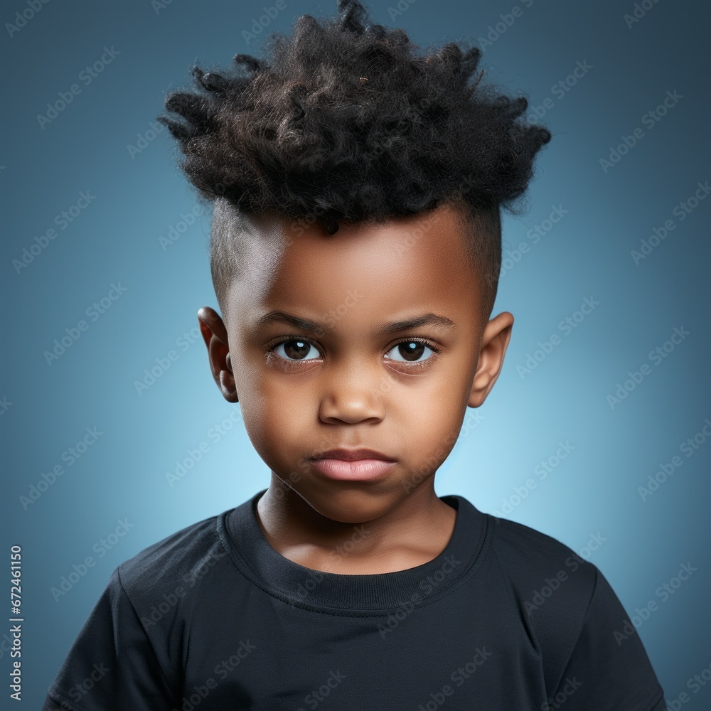 Portrait of an angry little Latin boy with brown hair. Closeup face of ...