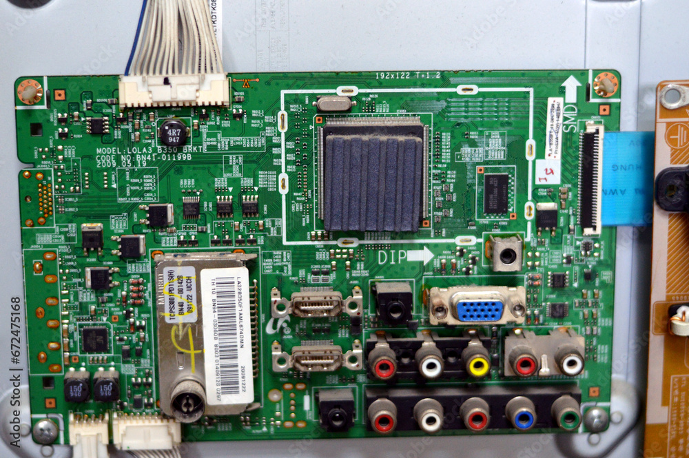 Cairo, Egypt, November 1 2023: interior of LCD TV Television main board ...