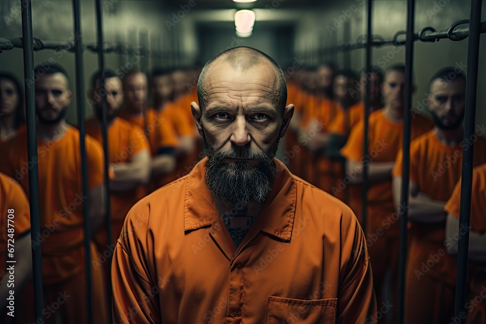 Criminal person in the prison with jail background. Jailbreak and ...