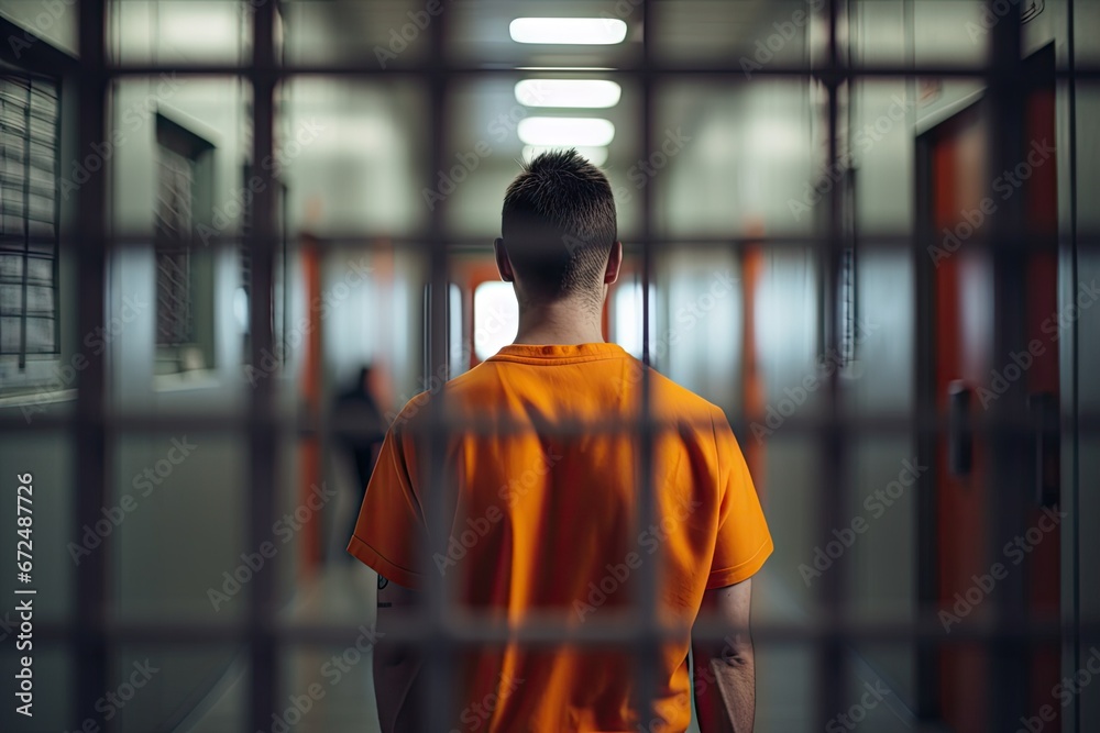 Criminal person in the prison with jail background. Jailbreak and ...