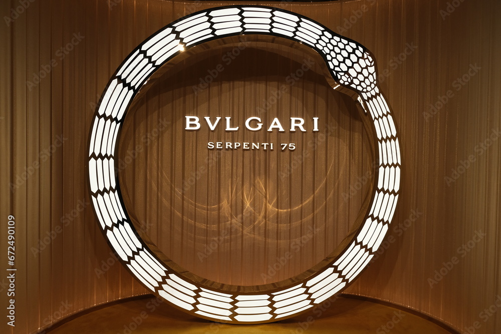 Shanghai,China-April 8th 2023: BVLGARI Serpenti brand logo on ...