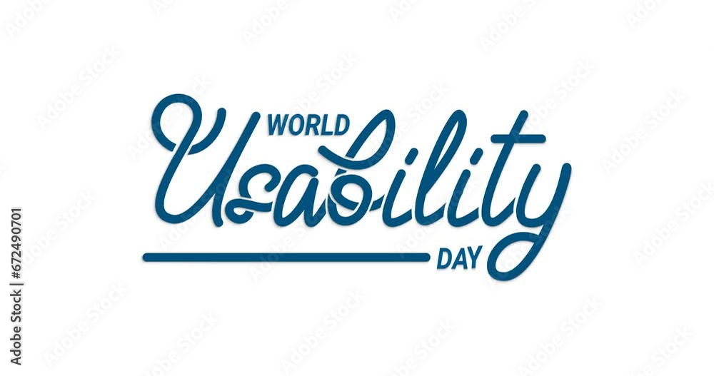 World Usability Day text animation with alpha channel. Handwritten ...