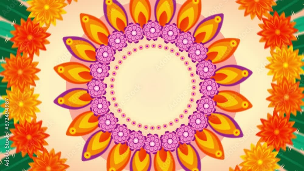 Landscape video - Colorful mandala art 4k video footage, Floral vintage ...