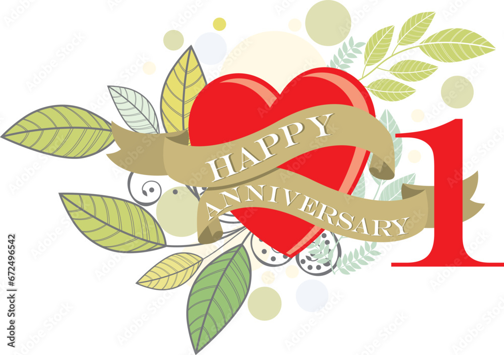 ribbon 1st happy anniversary vector illustration,good for celebration ...