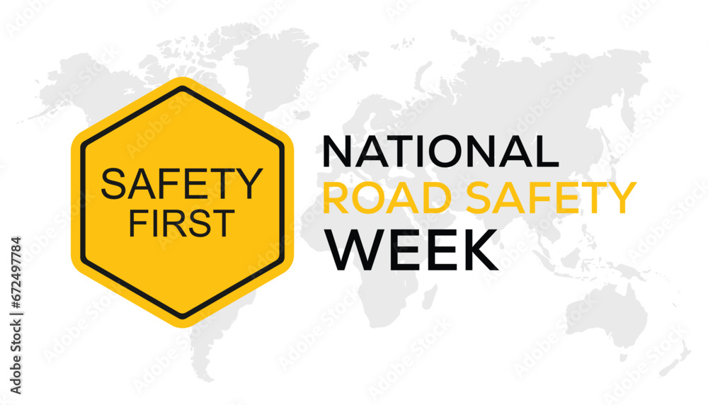 Vector illustration on the theme of National Road safety week observed each year during January ...