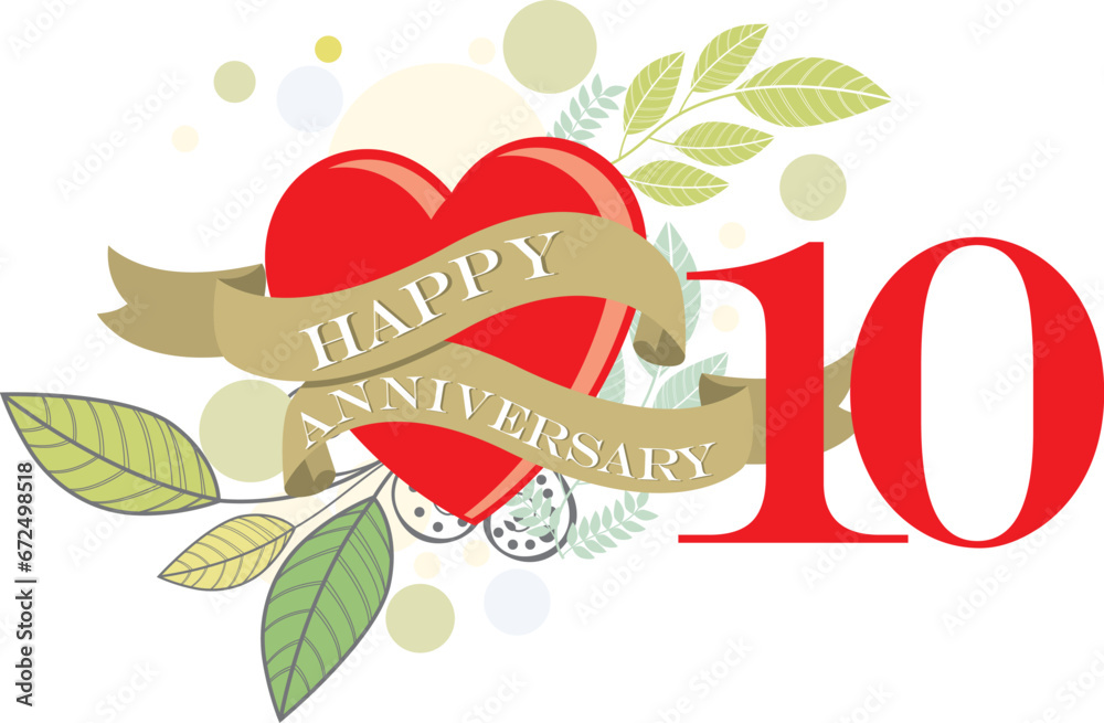 ribbon 10 happy anniversary vector illustration,good for celebration ...