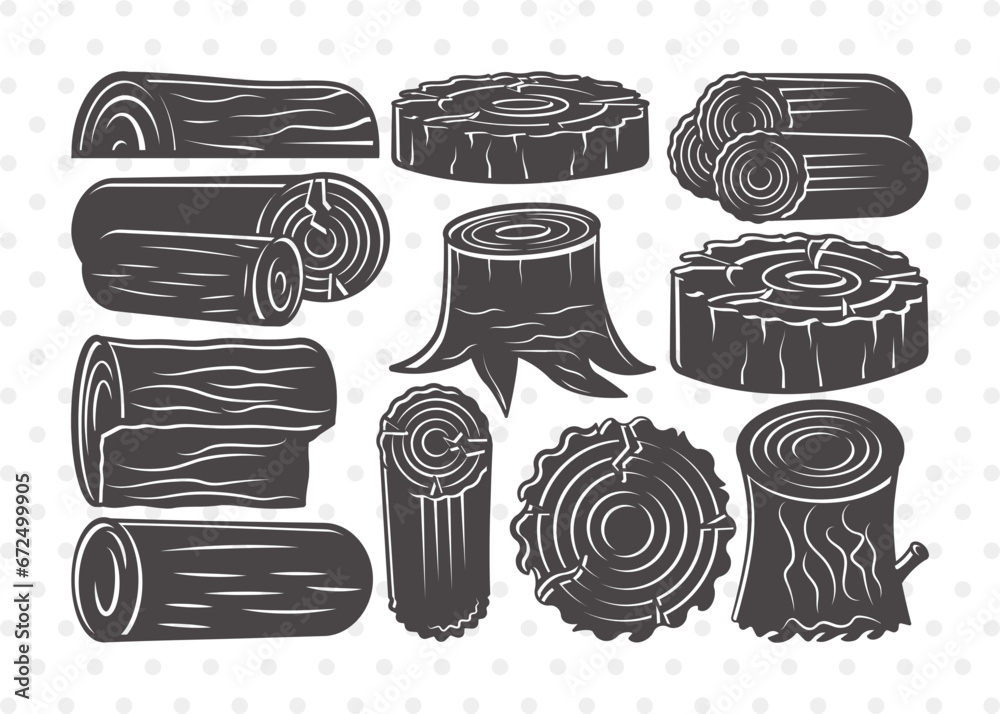 Vetor de Wood Log Clipart SVG Cut File | Wood Svg | Tree log Svg | Tree Rings Svg | Growth Rings ...