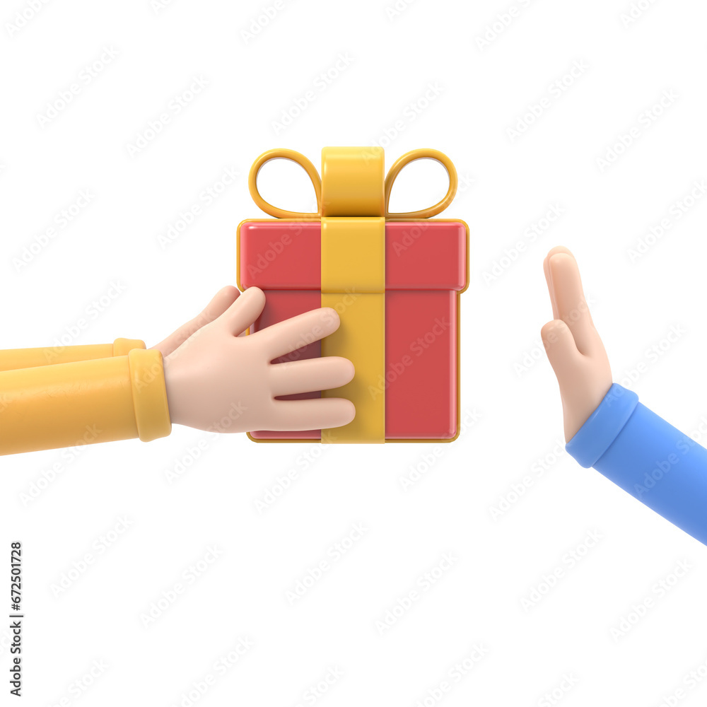 Refusal of gift. No corruption concept. Rejecting proposal. Man holding ...