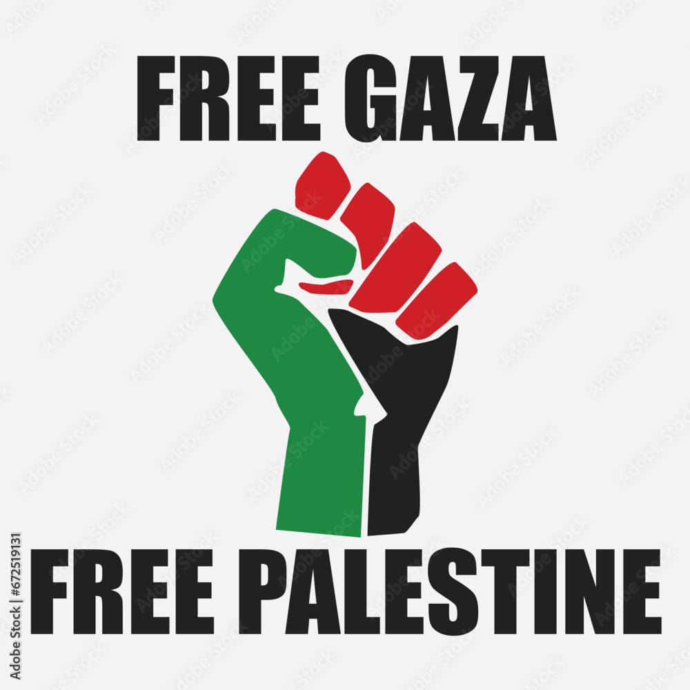 Free Gaza Free Palestine, Stop the war, poster design isolated on white ...