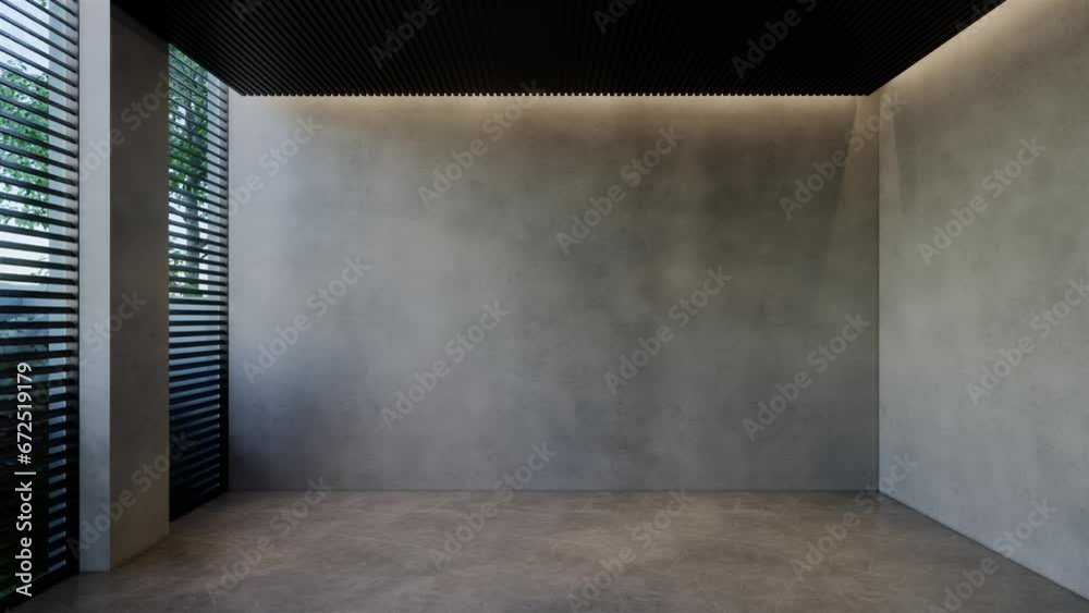 Modern empty space 3D animation, contemporary interior design with ...