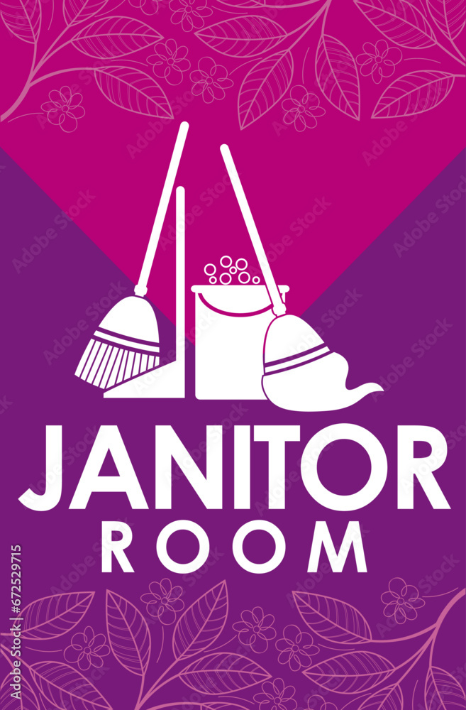 unique vector illustration of janitor room signage. Icon including ...