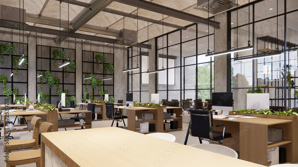 Interior Empty Modern Loft Office open space modern office footage ...