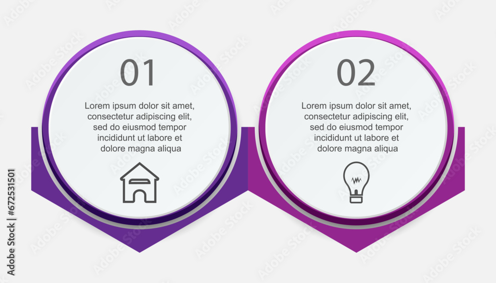 Infografis 2 langkah, desain infografis simpel terdiri dari dua bagian ...