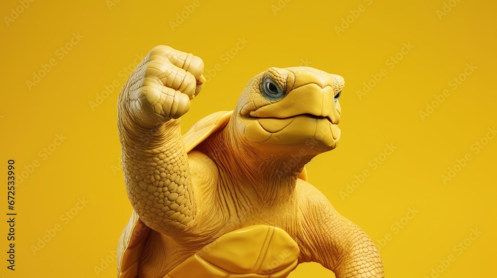 Muscle turtle gesture fist pump, Mutant turtle showing fighting pose on ...