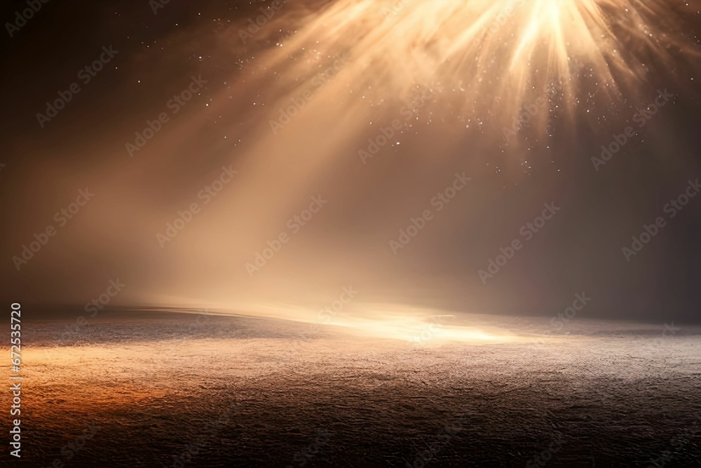 AI generated illustration of a dimly lit room with a single light source illuminating the floor ...