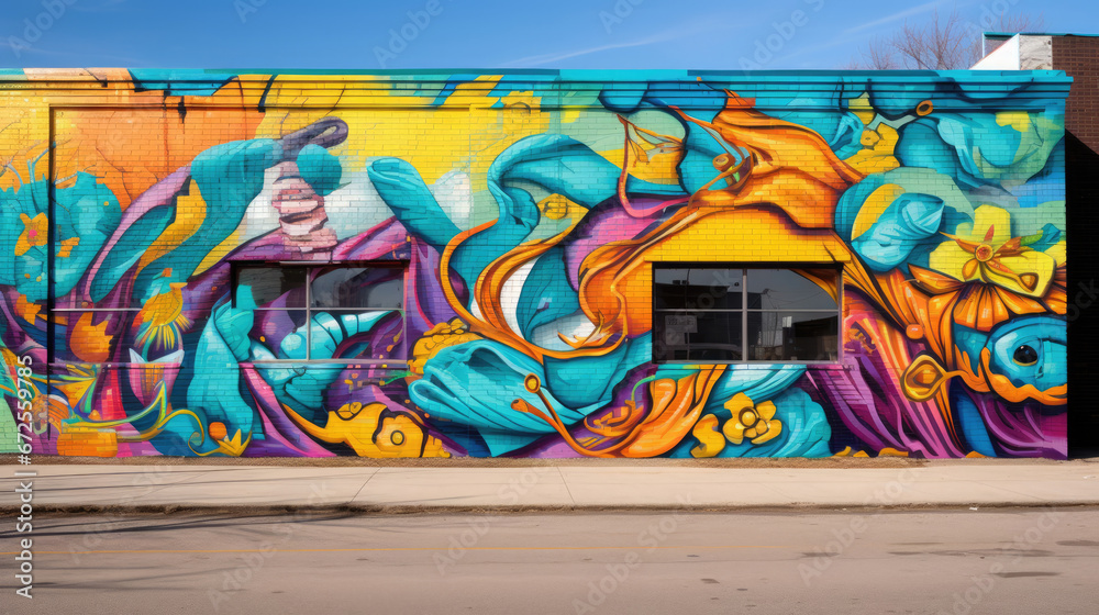 Artistic Spring Mural On A City Wall Vibrant Colors , Background Image ...