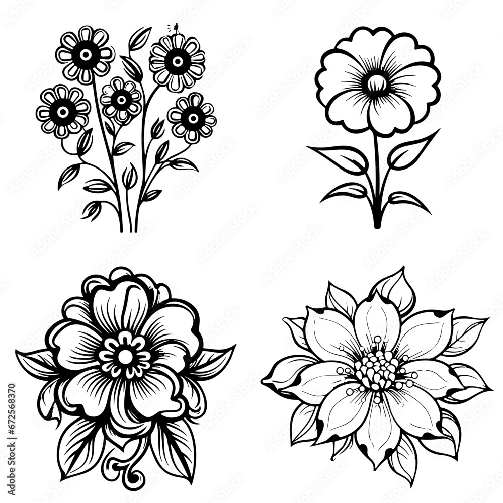 Flower silhouette, flower svg, flower png, floral svg, flower bouquet ...