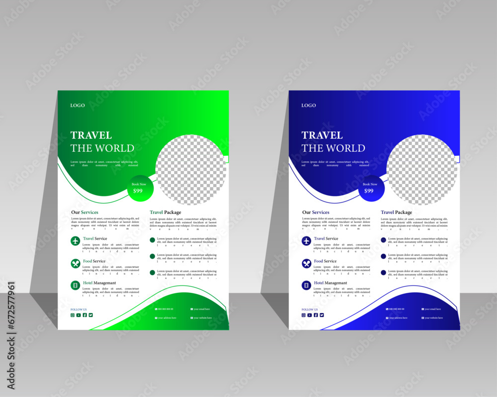 Travel Flyer, Modern Travel Flyer Template Design bundle Modern poster ...