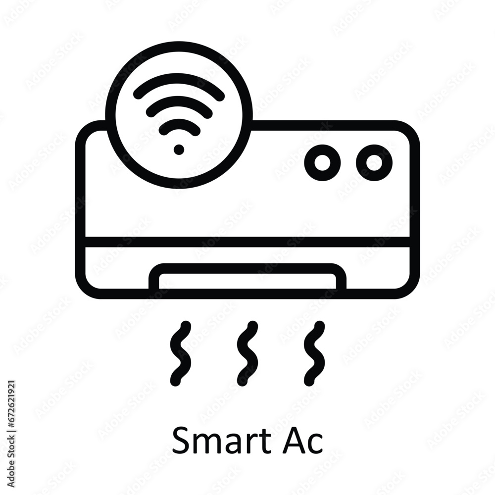 Smart Ac vector outline Design illustration. Symbol on White background ...