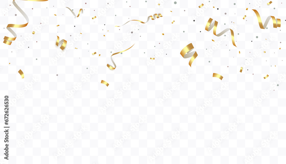 Confetti on a transparent background. Falling shiny golden confetti ...
