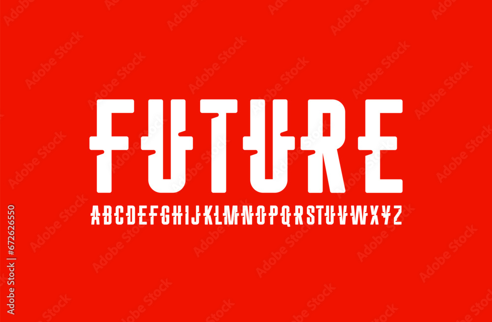 Condensed branding font, high trendy alphabet, cropped uppercase ...