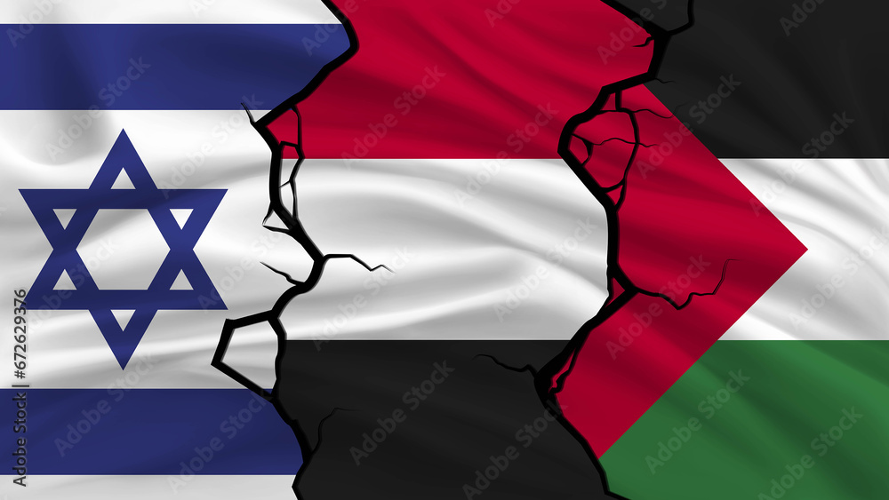 Israel Palestine And Yaman Conflict Middle East Flags Stock Photo ...