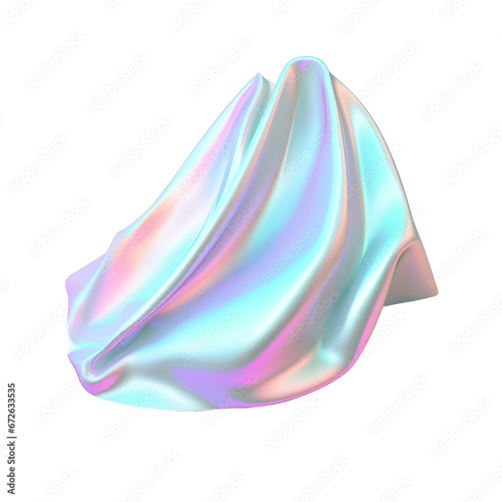 holographic fabric with wavy folds isolated on transparent background ...
