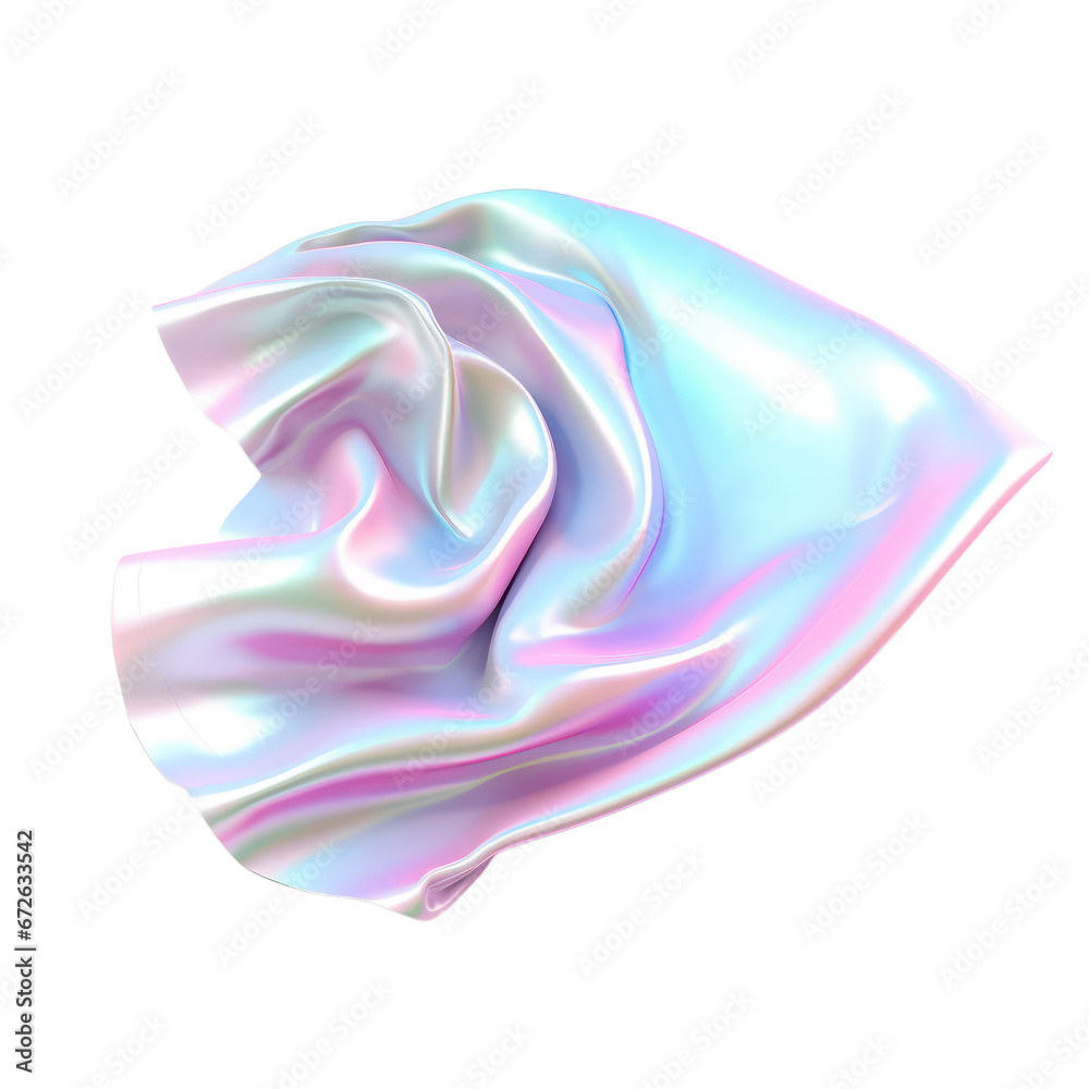holographic fabric with wavy folds isolated on transparent background ...