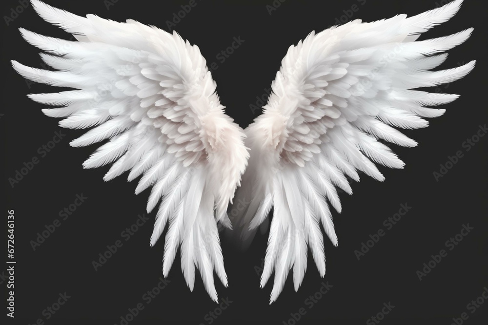 White angel wings on transparent background - illustration. Generative ...