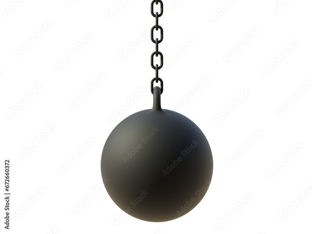 Wrecking ball and chain isolated on white transparent background, PNG ...