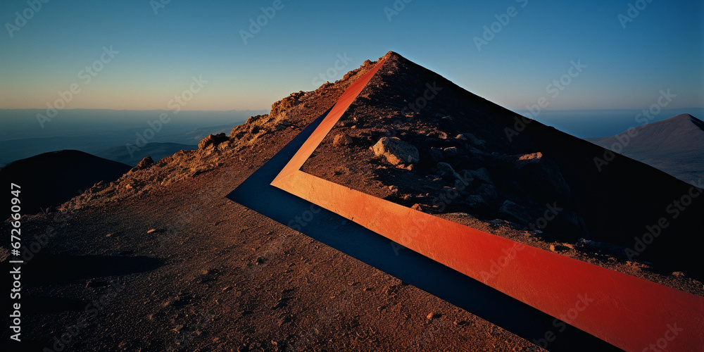 Abstract geometric interpretation of a mountain trail, sharp angles ...