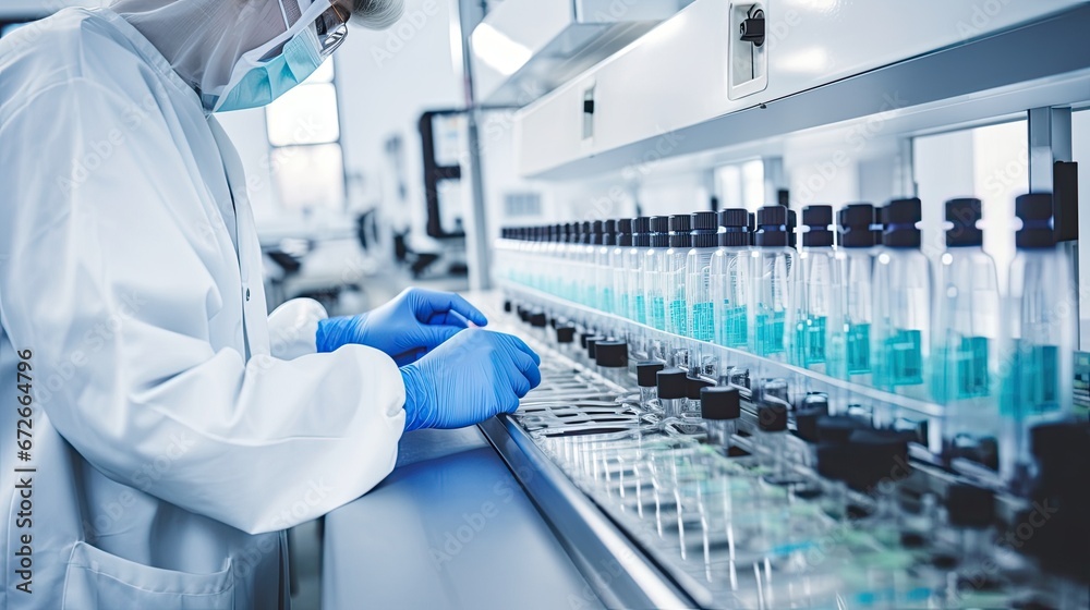 Scientist moved the vial of sample out from the tray autosampler of the ...