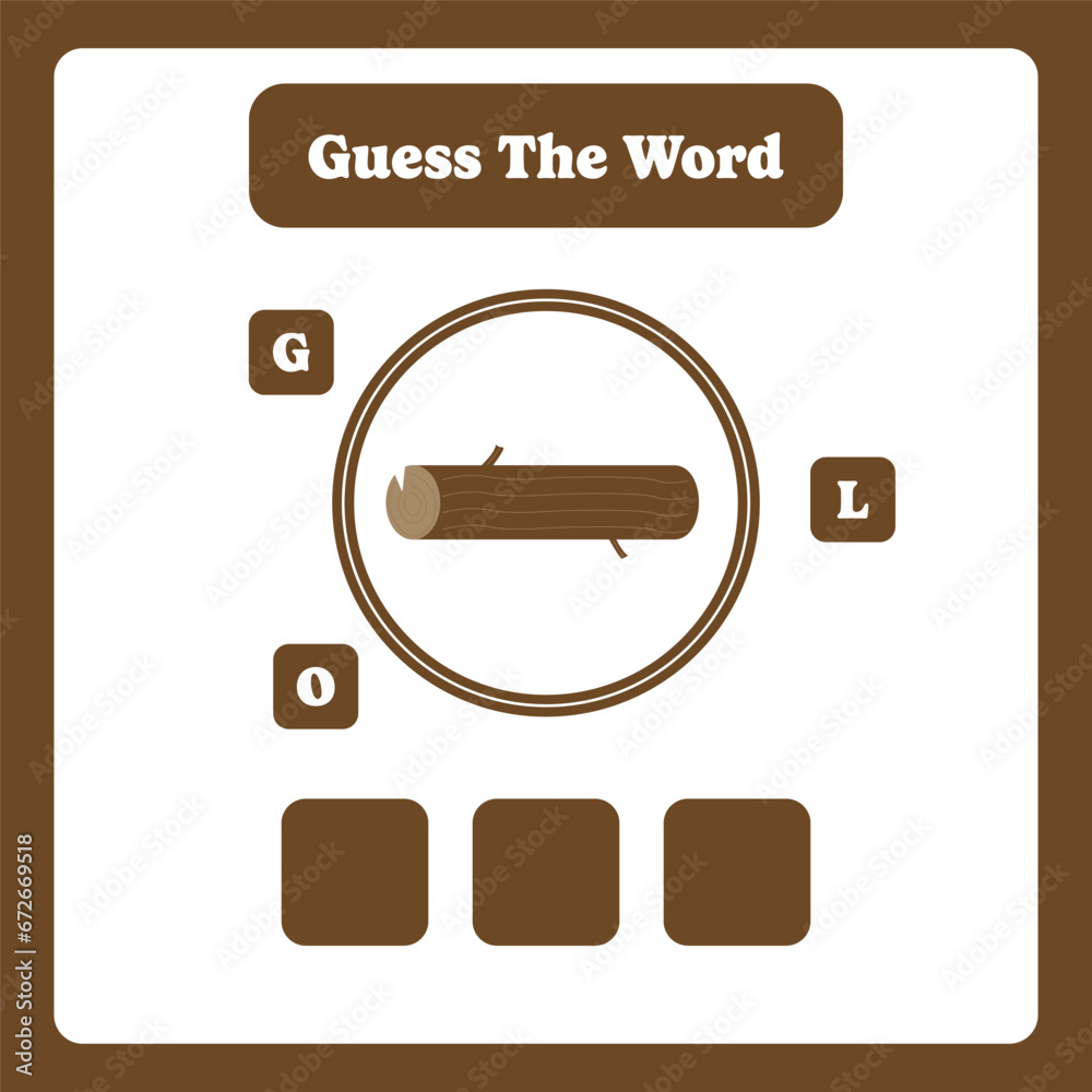 Guess the word. Log vector. Educational spelling game for kids ...