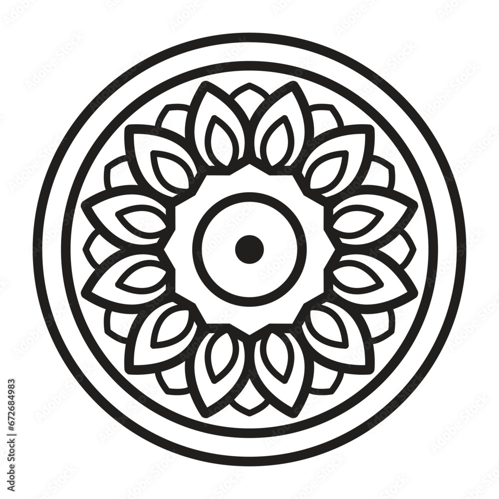 easy mandala coloring pages - simple mandalas black and white outline ...
