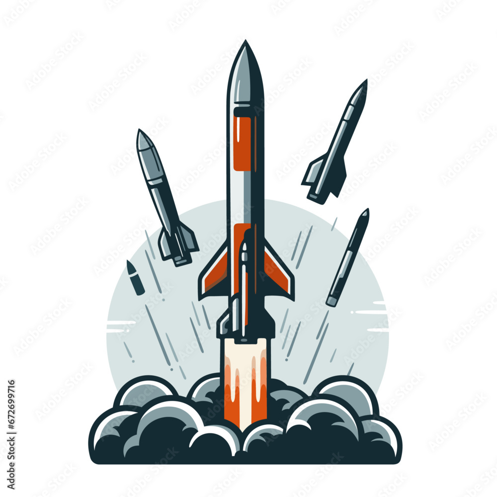Military rockets. A long-range technological precision weapon with a ...