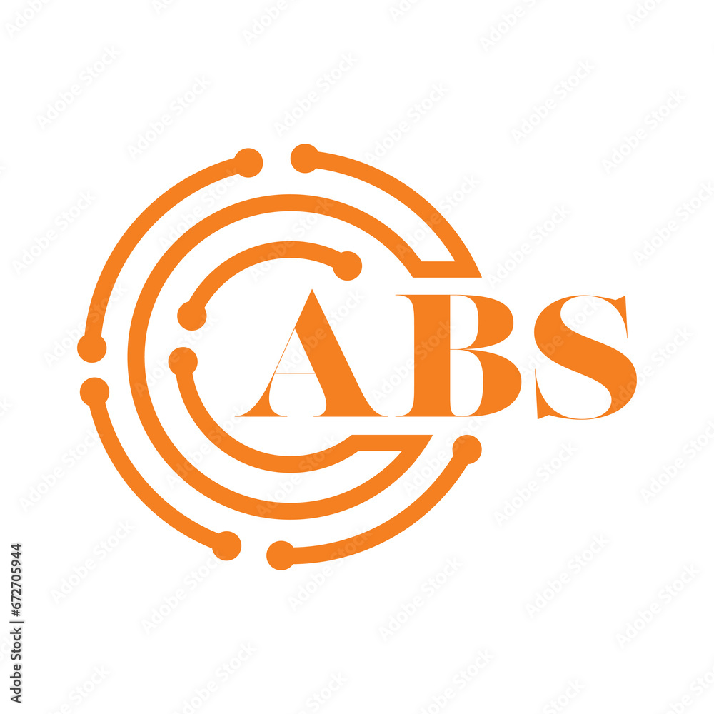 ABS letter design.ABS letter technology logo design on white background ...