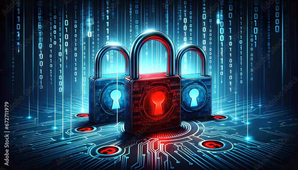 Cybersecurity Defense Digital Locks In Cyberspace For Data Protection