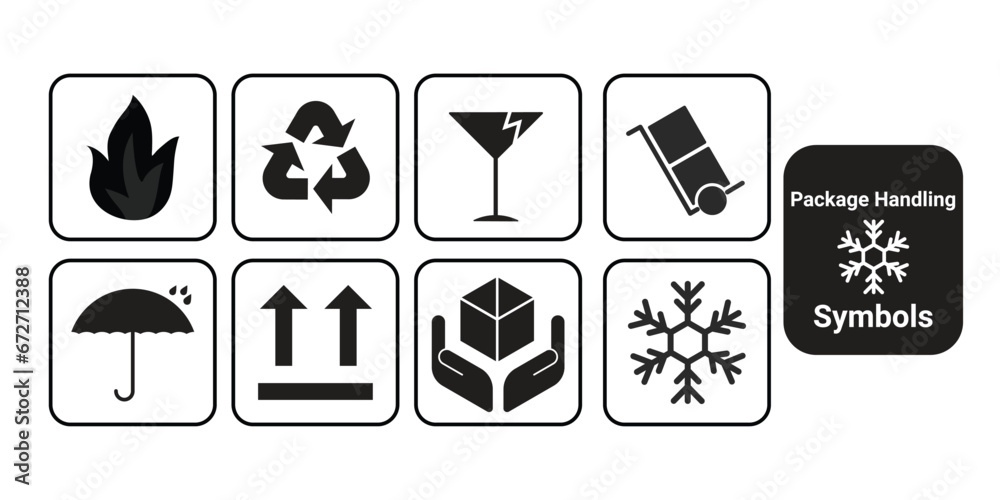 Vector design of Cardboard Box Packaging Symbols Vector set of ...