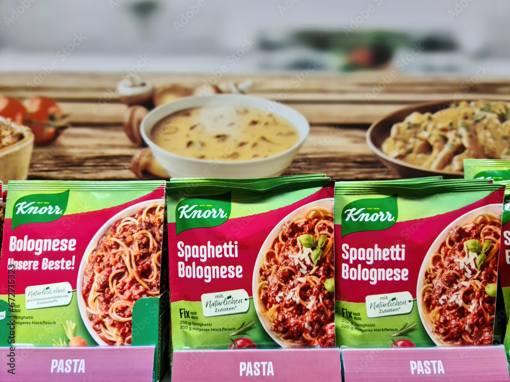 Kiel, Germany - 22.October 2023: Maggi brand sauce sachets on a German ...