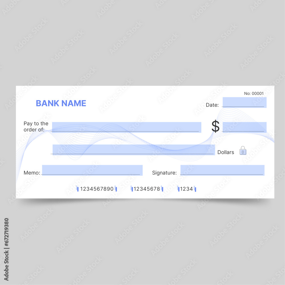 Blank check, vector blank money cheque, checkbook template with ...