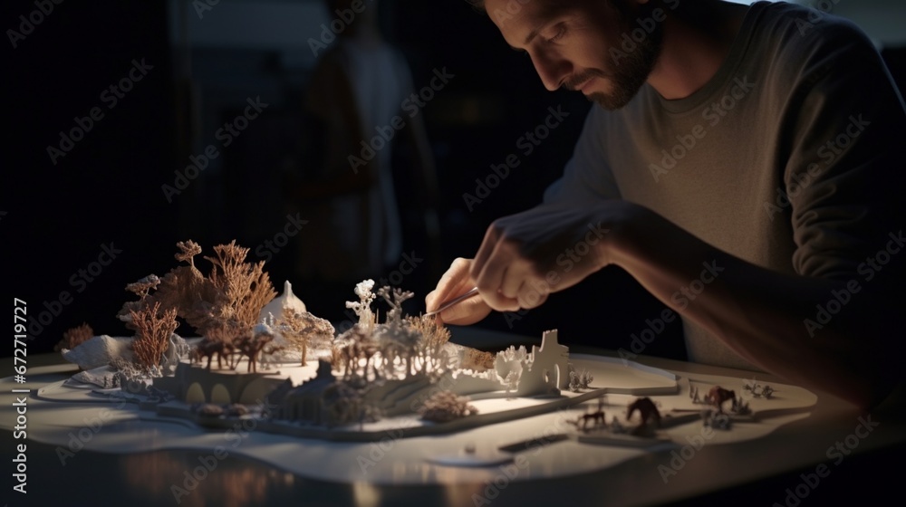 a hyper-realistic scene illustrating the artistry of 3D Printing, where ...