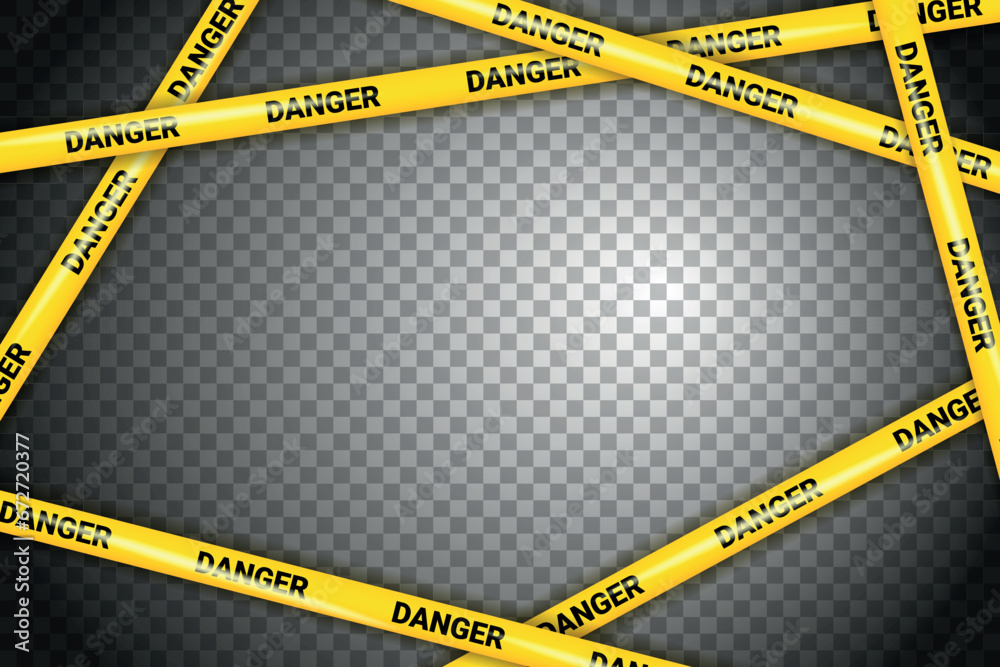 Realistic danger tapes or Police line. Crossing danger ribbons of ...