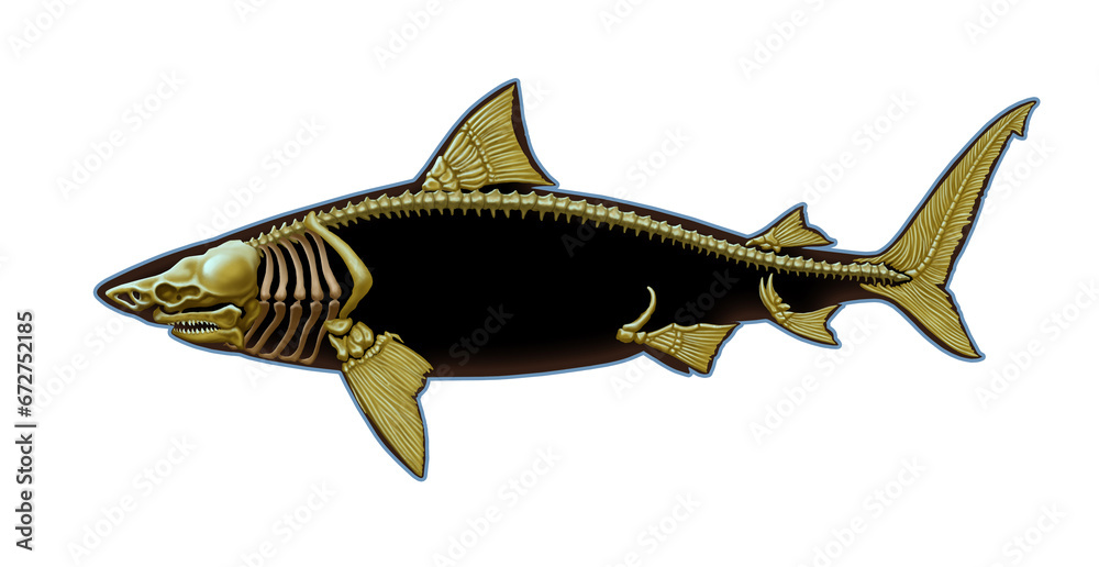 Cross-sectional silhouette of a shark. Silhouette scientific big shark ...