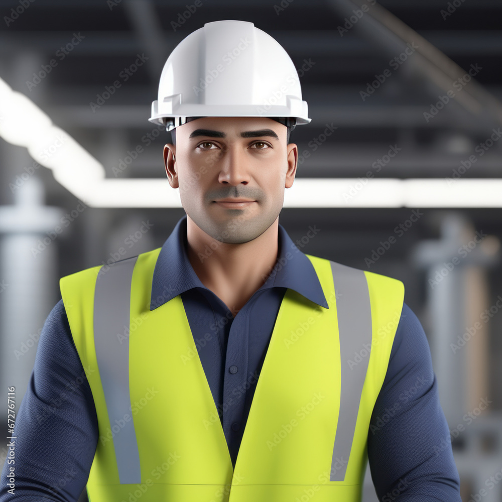 3D render of animated male builder, construction and renovation concept ...