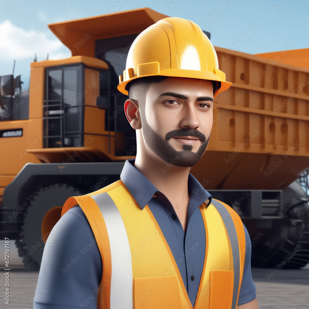 3D render of animated male builder, construction and renovation concept ...