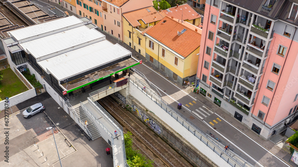 Vimodrone, Italy - November, 2023: Aerial view of Vimodrone metro ...