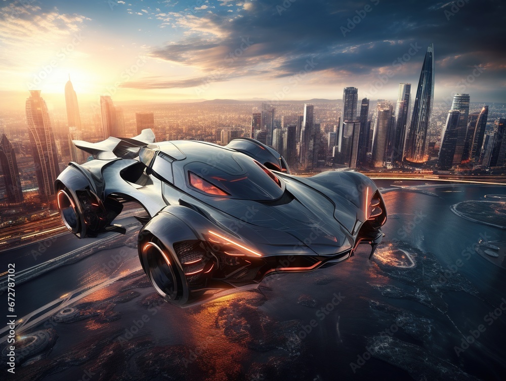 Flying car Stock Illustration | Adobe Stock